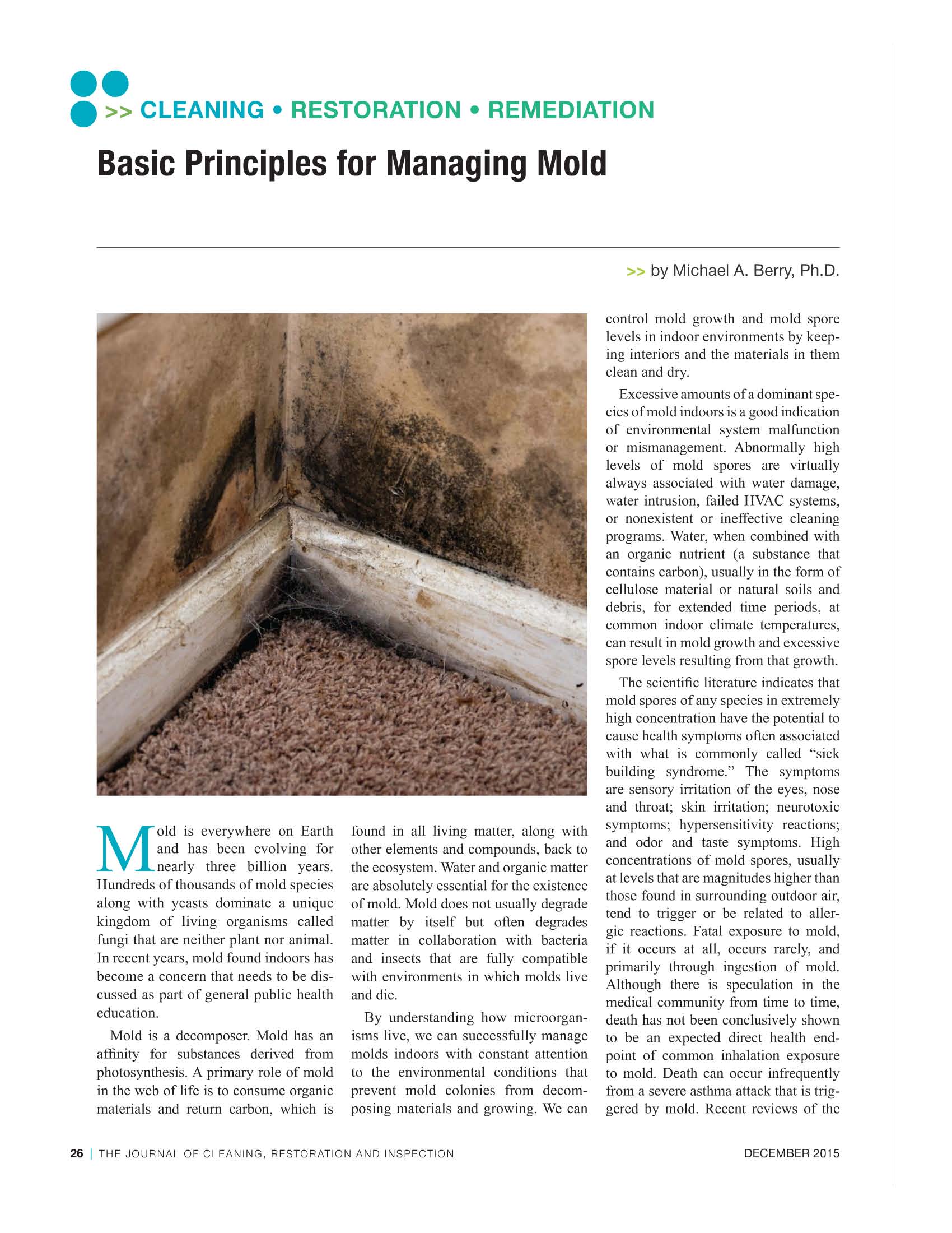 Basic Principals for Managing Mold – Cleaning, Restoration and ...